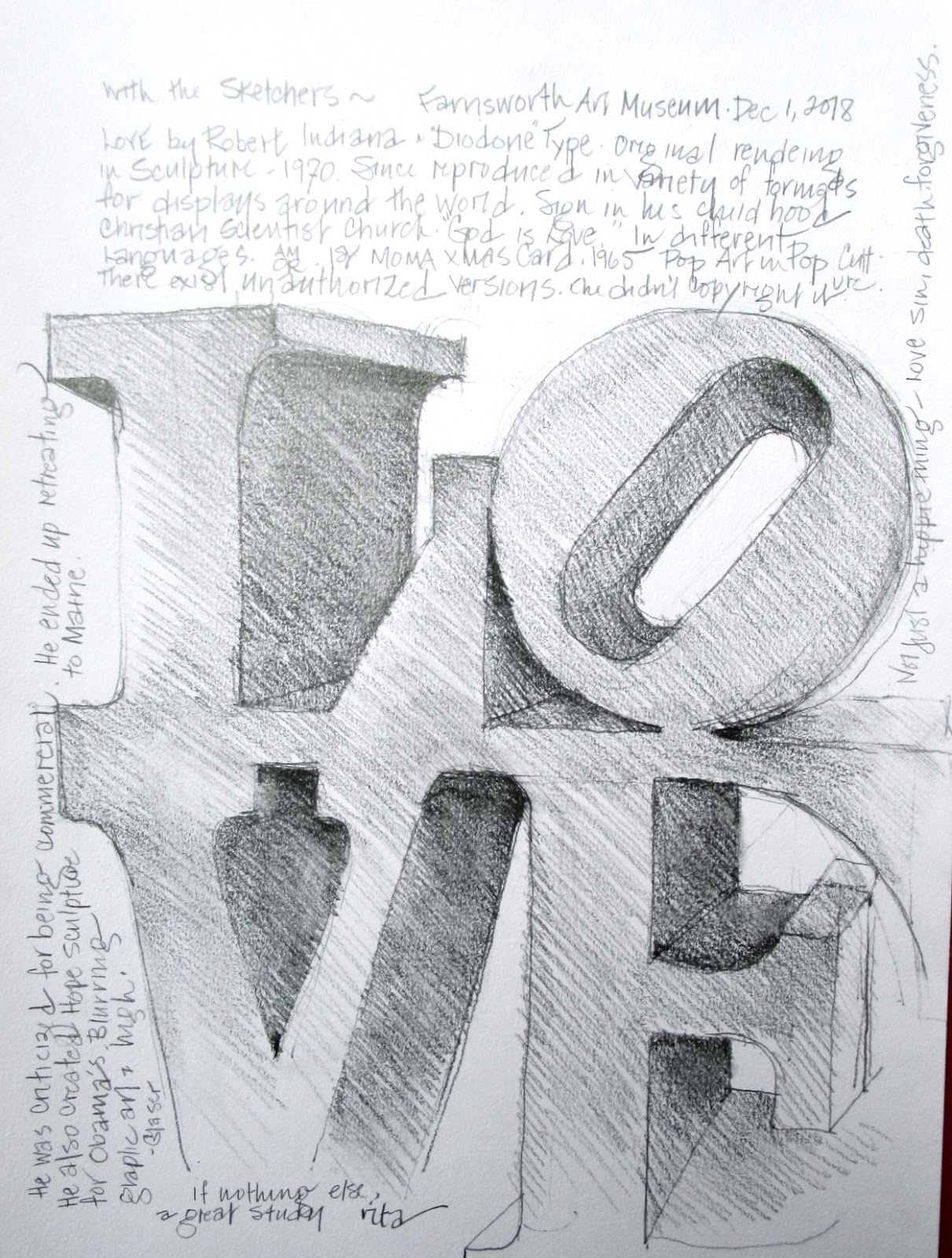 Sketchbook Wandering : Indiana's Love Sculpture at the Farnsworth