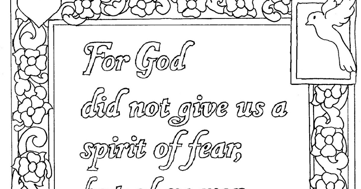Coloring Pages for Kids by Mr. Adron: 2 Timothy 1:7 Coloring Page God ...