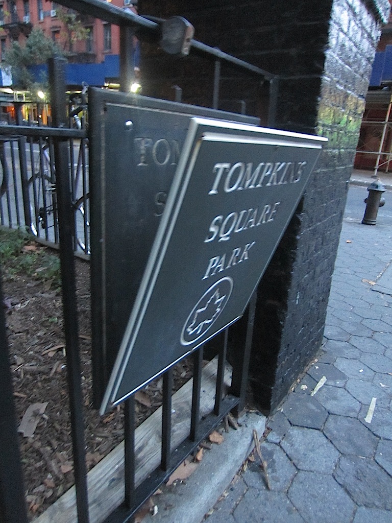 EV Grieve: Dueling Tompkins Square Park signs on Avenue B at East 10th ...
