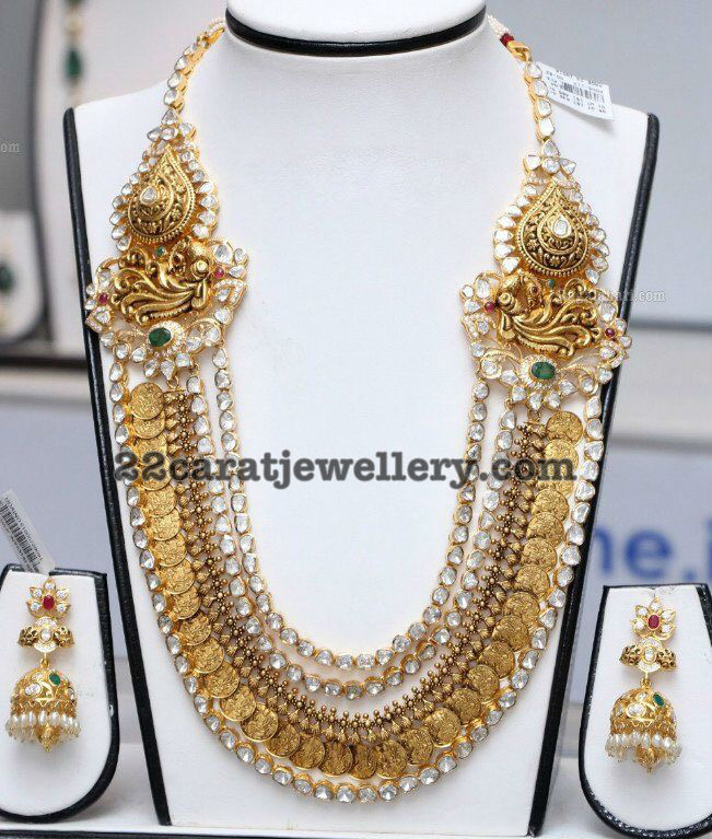 Polki Kasu Mala with Jhumkas - Jewellery Designs