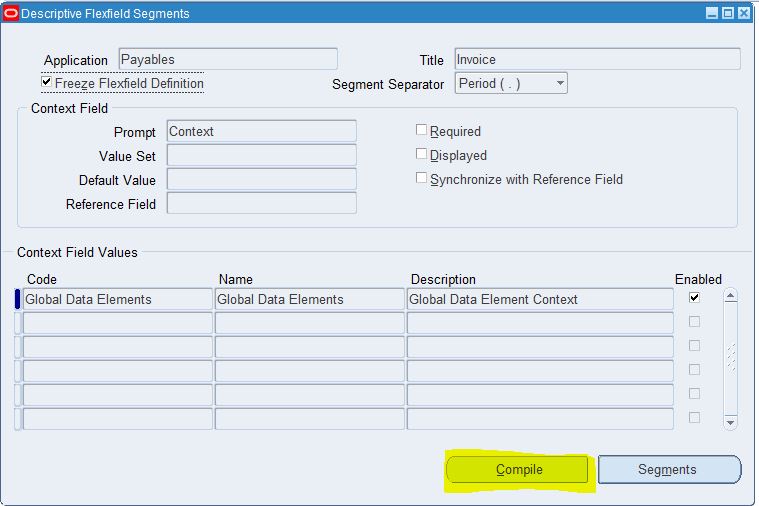 Oracle Application's Blog: How to Compile dff in oracle apps