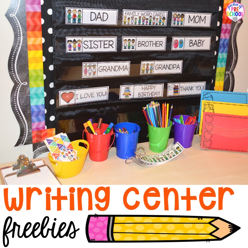 Writing Center Freebie (family word cards, event word cards, and fancy ...