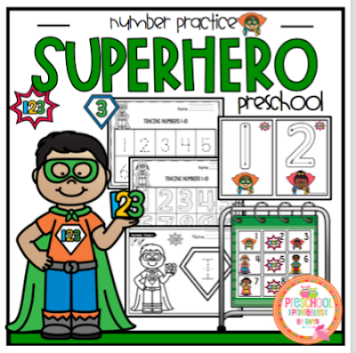 Superhero Number Practice ~ Preschool Printables
