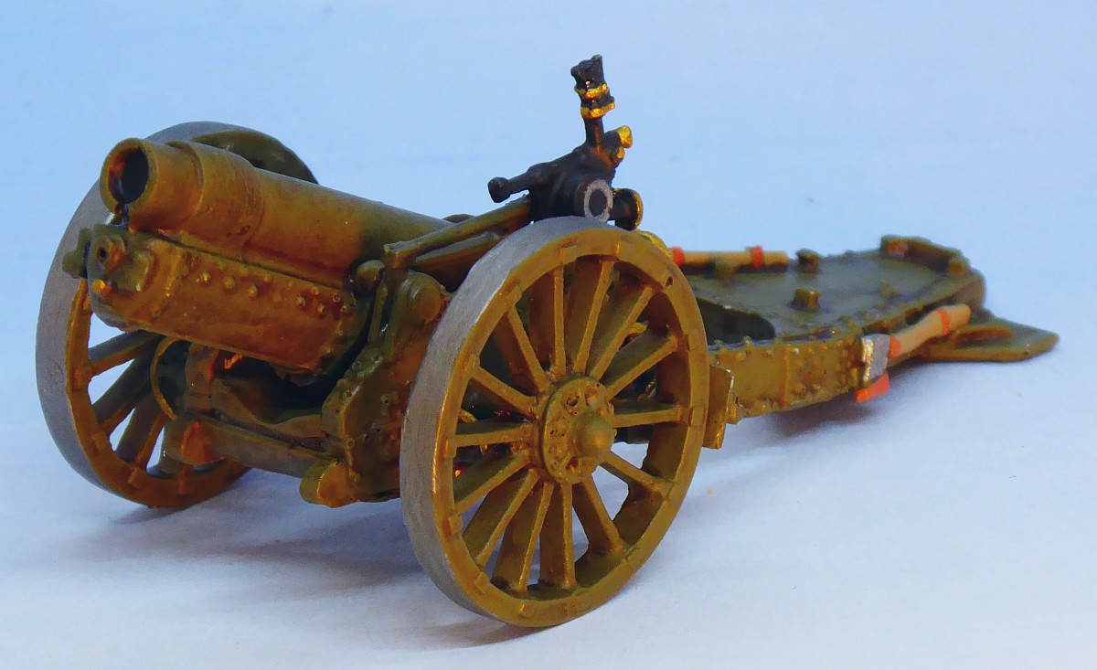 Over Open Sights: 26cwt 6 inch Howitzer, tractor and towing limber painted.