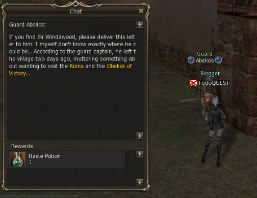 LINEAGE II Todo Quests: LVL 3/6 - Quest Find Sir Windawood
