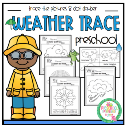 Weather Picture Trace and Dot Dauber Fun ~ Preschool Printables