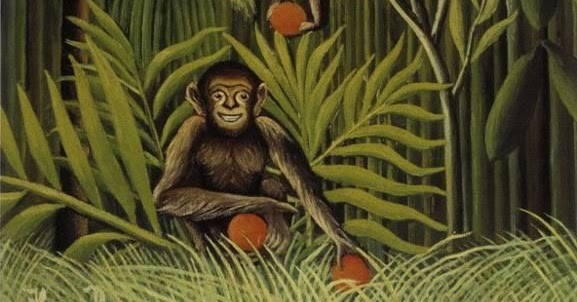 hoolawhoop: 'Two Monkeys in the Jungle' by Henri Rousseau, 1909
