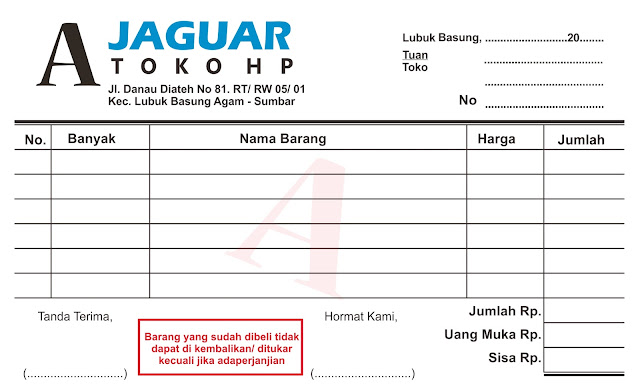 Download Template Nota Penjualan - Baraja Desain