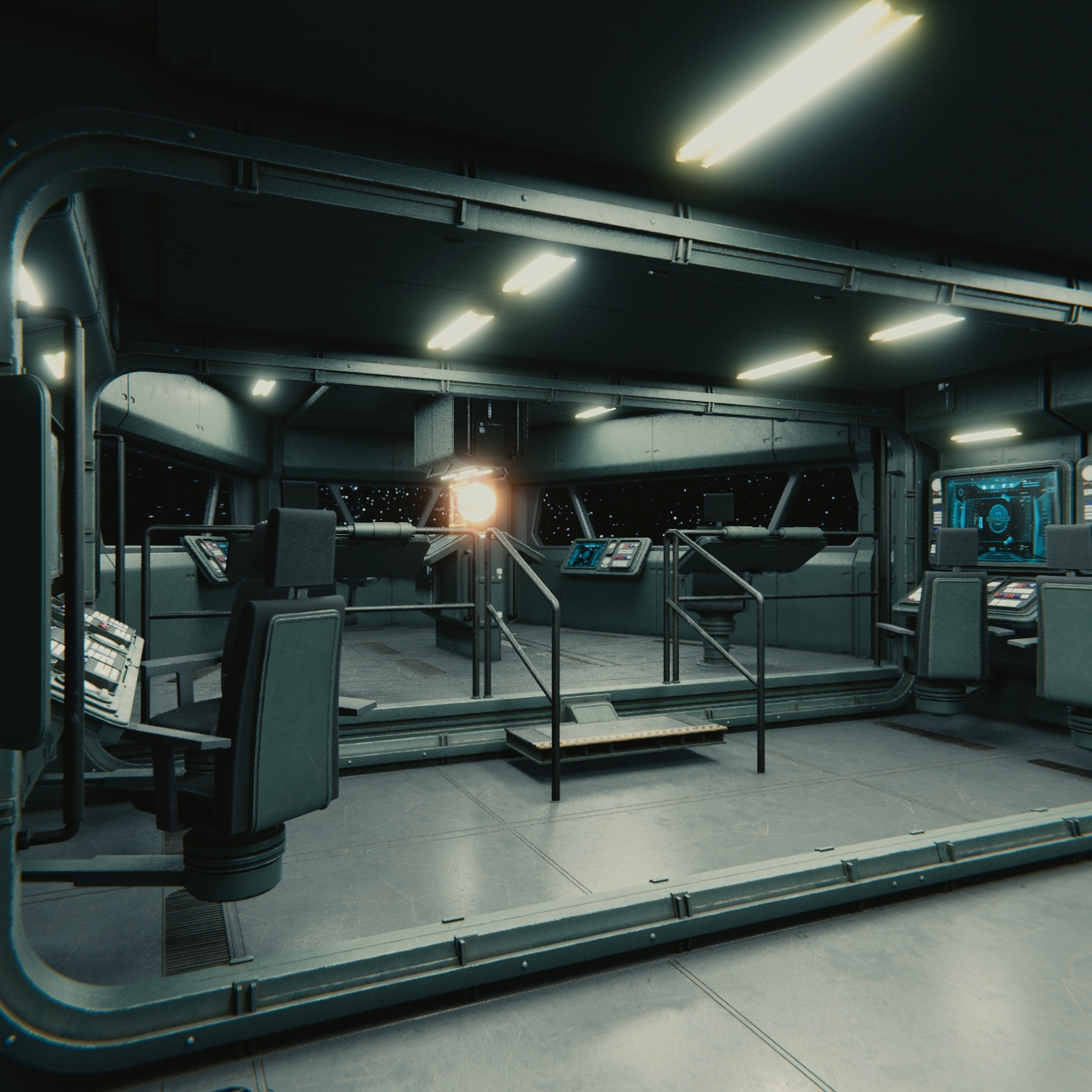 Dan Brown CGI | Sci-fi Art: Small Starship Command Deck