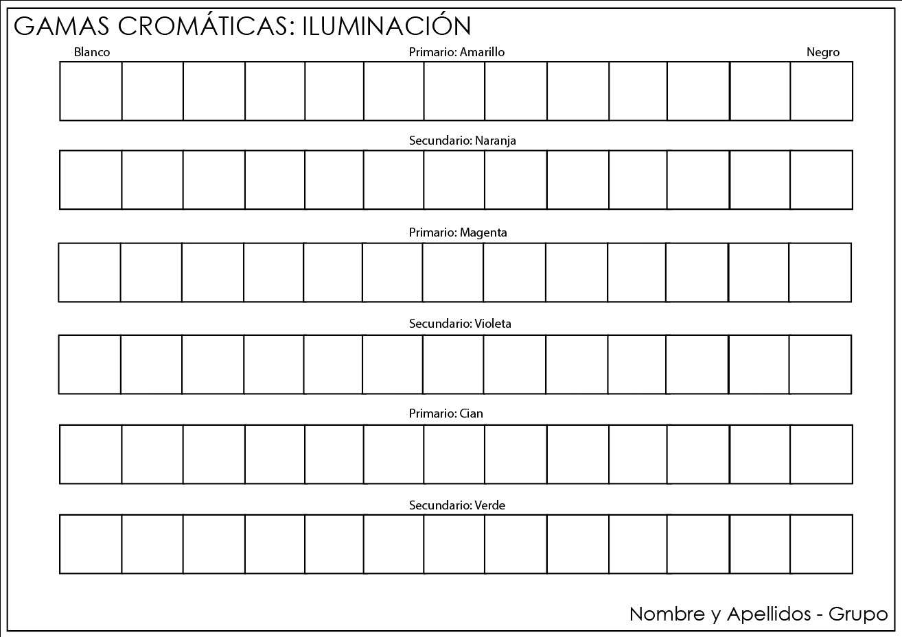 LFF. Actividades 2ºESO: GAMAS CROMÁTICAS