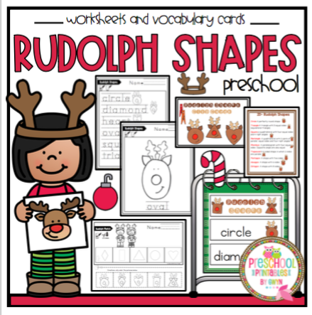 Rudolph Shapes Worksheets and Cards (updated file) ~ Preschool Printables