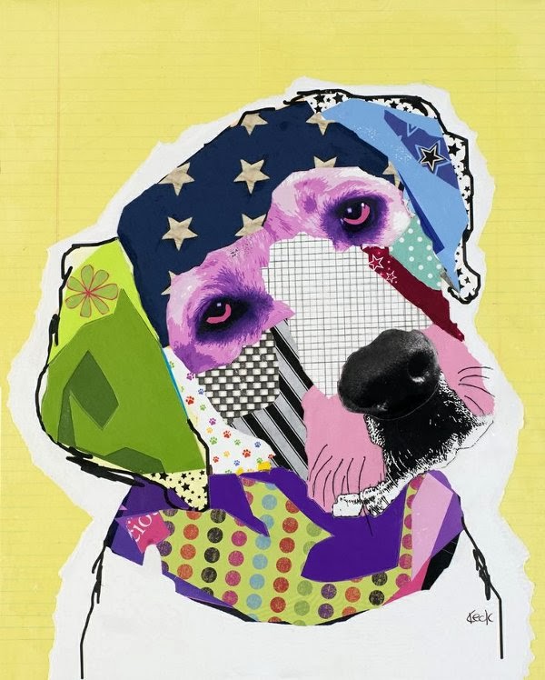 Art et glam: Michel Keck : l'art du collage et des chiens