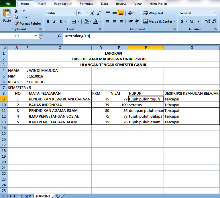 MEMBUAT FORMAT RAPORT OTOMATIS