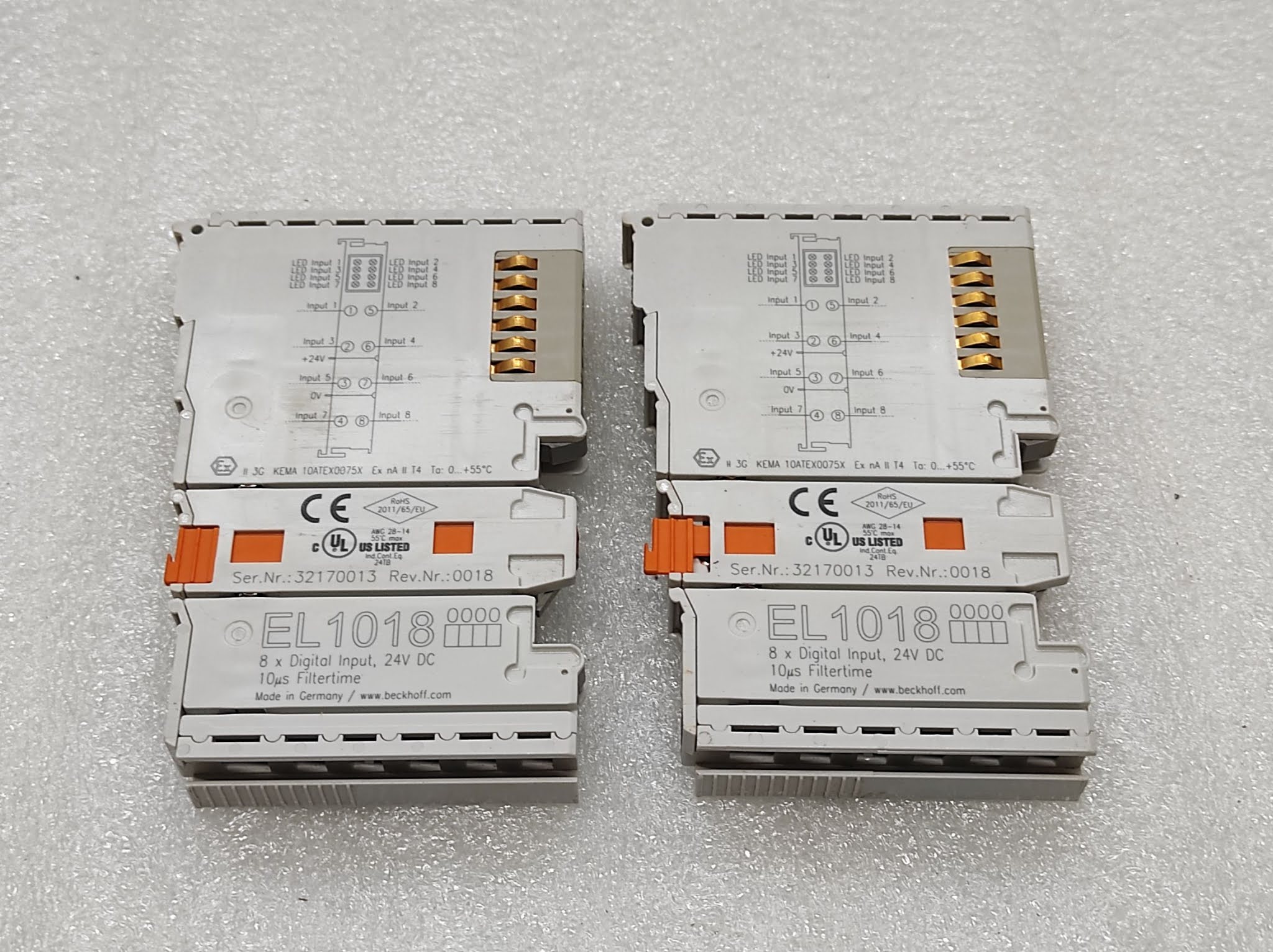 BECKHOFF EL1018 8-CHANNEL DIGITAL INPUT TERMINAL 24V DC