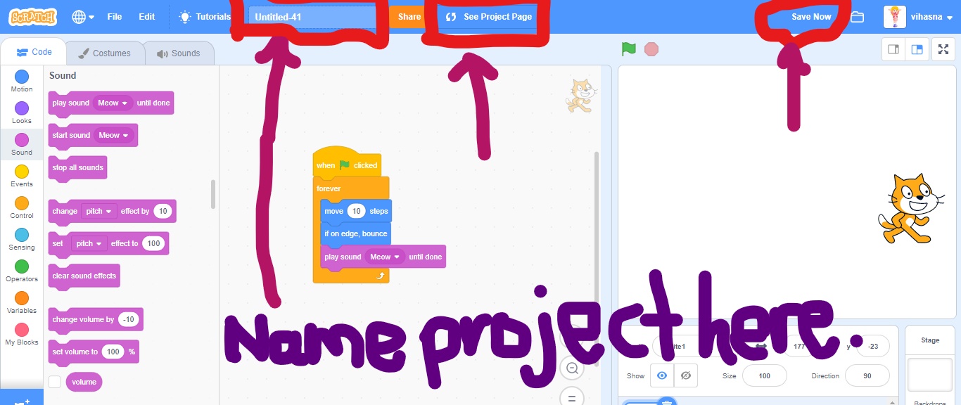 How to make a simple project in Scratch