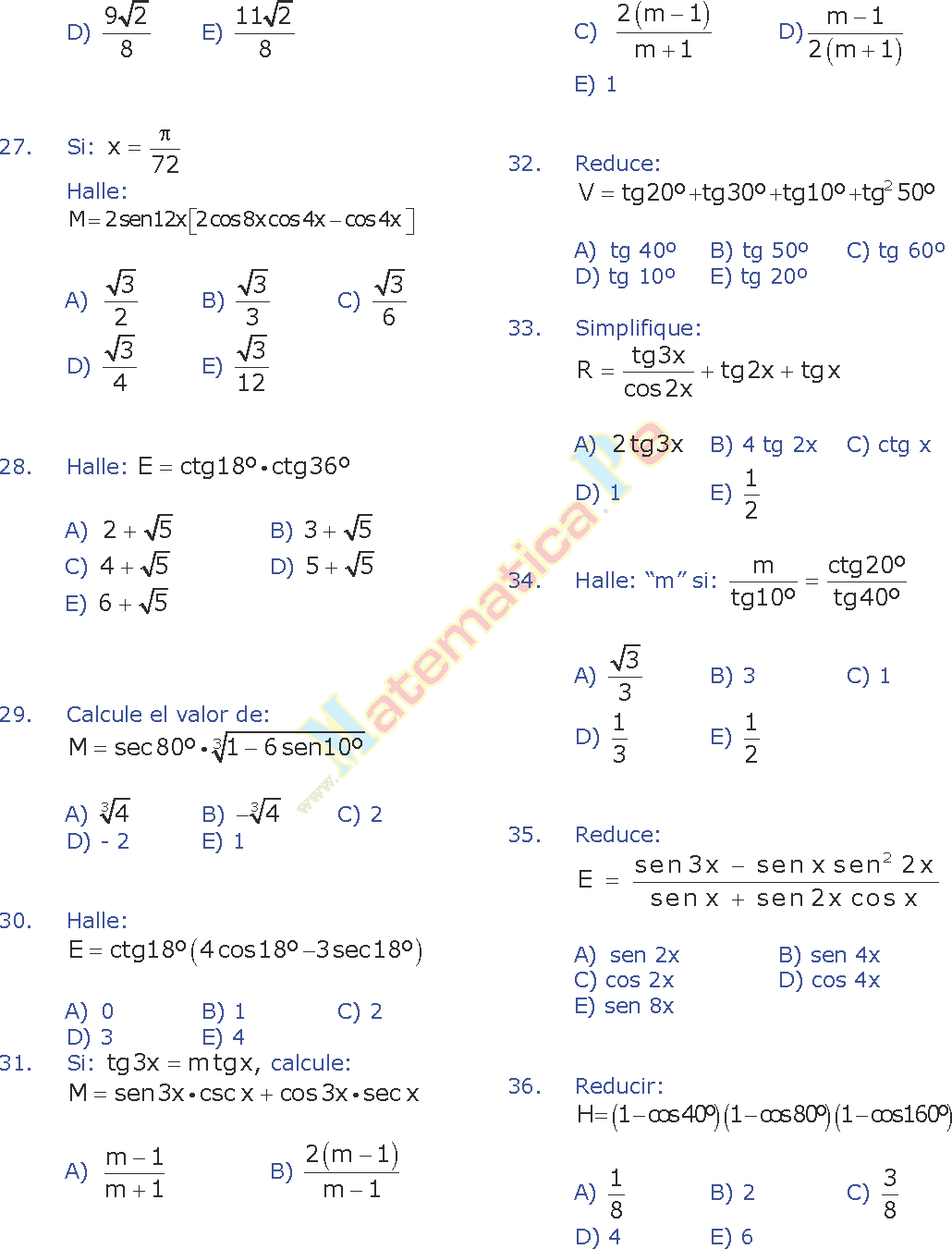 RAZONES TRIGONOMÉTRICAS DE ARCO DOBLE EJERCICIOS RESUELTOS