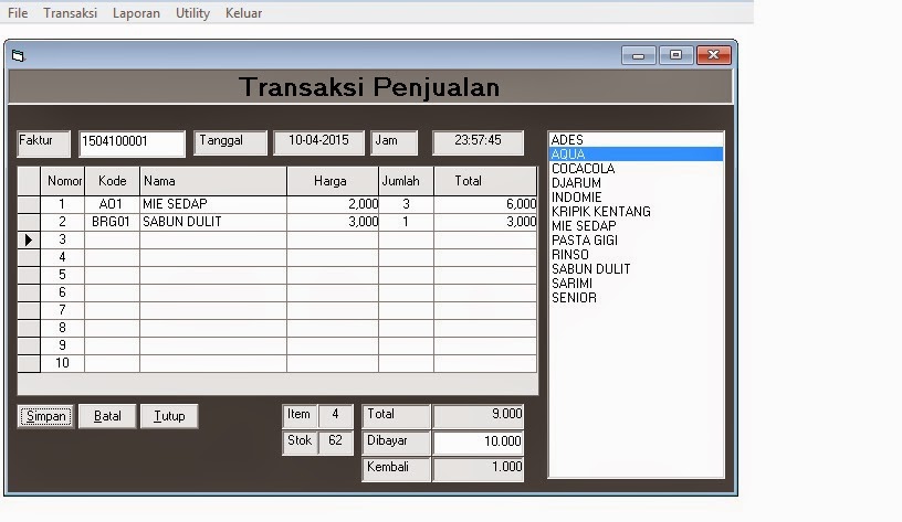 contoh desain form visual basic sistem informasi swalayan