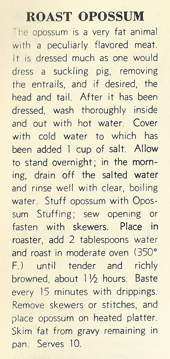 Yuckylicious: Roast Opossum