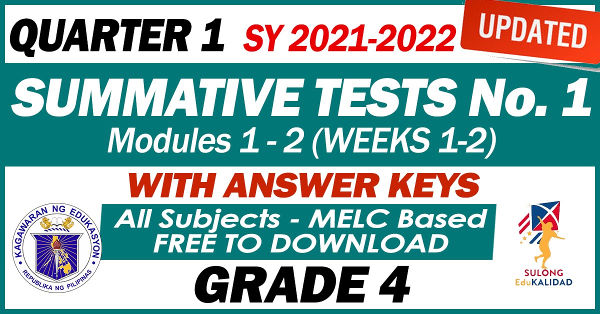 GRADE 4 UPDATED SUMMATIVE TESTS NO. 1 for SY 2021-2022 (Q1 Modules 1-2 ...