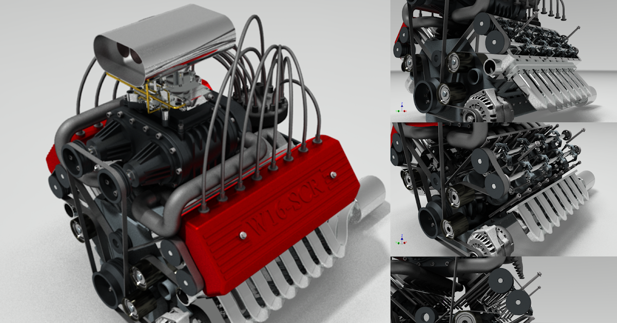 W16 Engine 3D Model