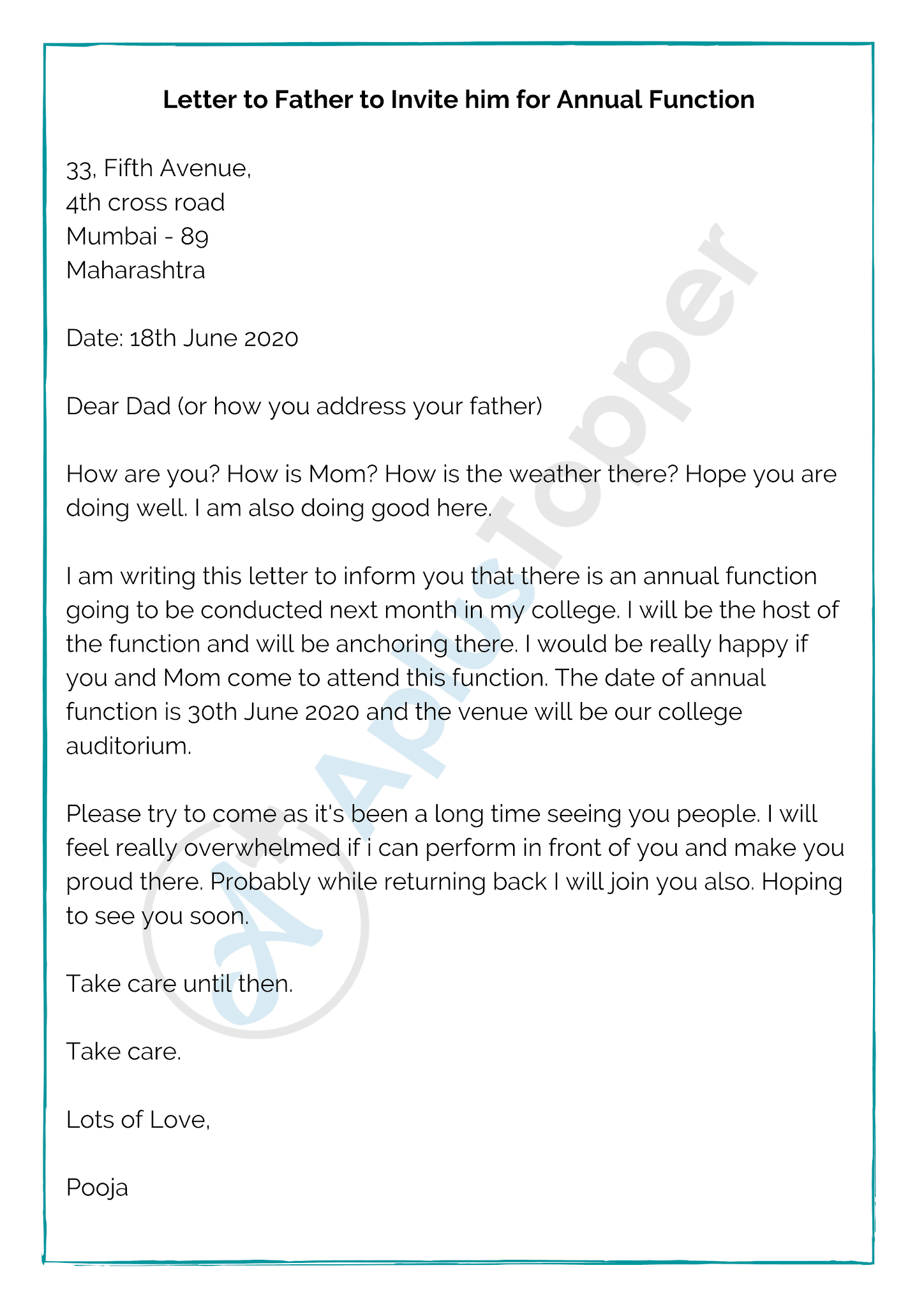 Informal Letter Format For Class 8 - Formal Letter