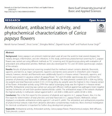 Antioxidant, antibacterial activity, and phytochemical characterization of Carica papaya flowers ...