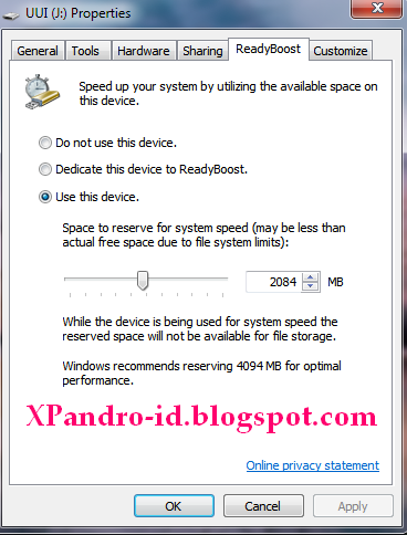 Cara setting Flash Disk untuk Readyboost