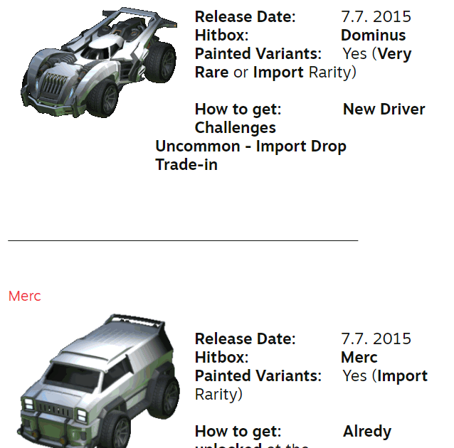 Rocket League - All Cars and How to get them ~ Doors Geek