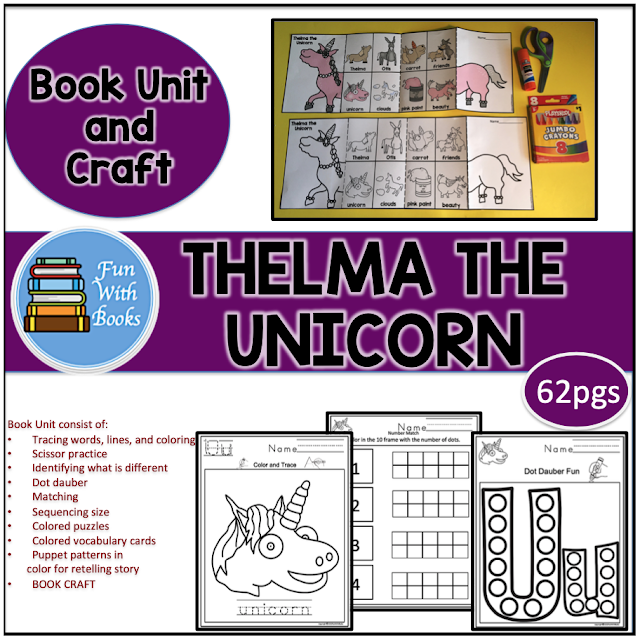 THELMA THE UNICORN BOOK UNIT AND CRAFT 62 PAGES ~ Book Units by Lynn