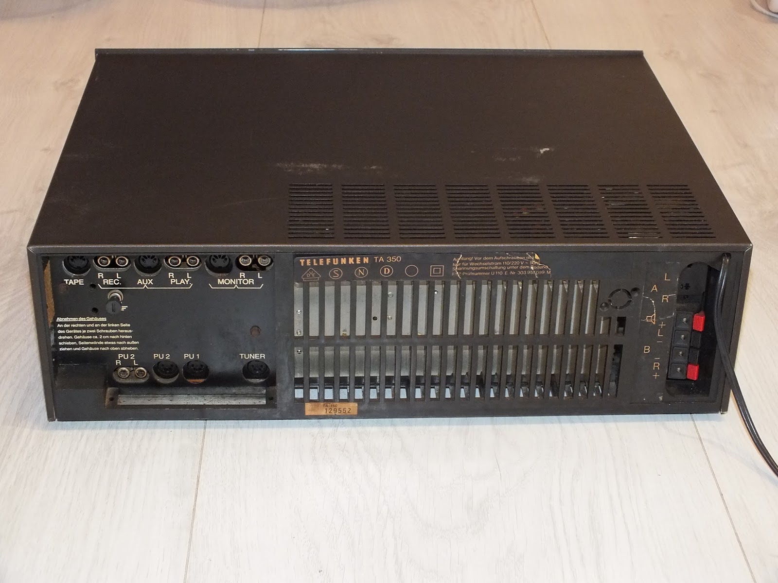 Infrequent Sound [sex.tex] technology: Telefunken TA-350 Integrated ...