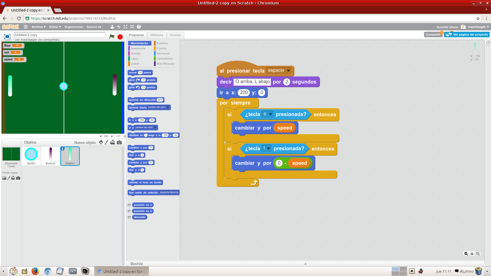 María García Expósito: Videojuego de tenis hecho con Scratch