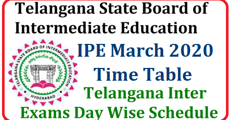 TS Inter Public Exams IPE March 2020 Time Table - Details - TS Teachers ...