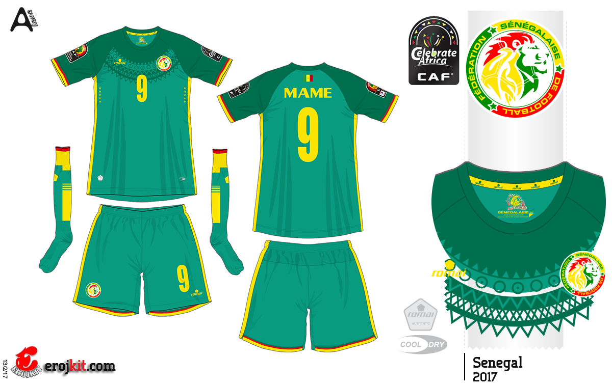 Kit Design, by eroj: 2017 Senegal (Home e Away)