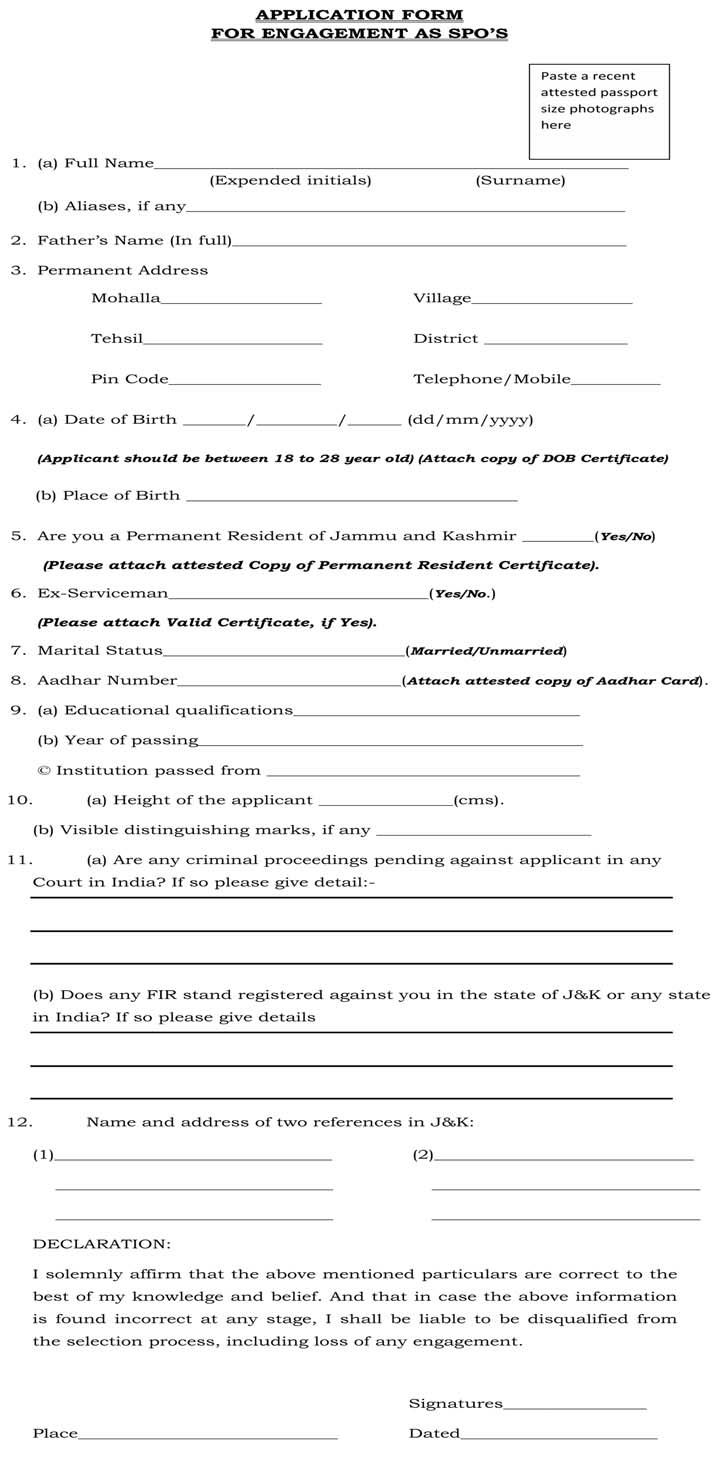 SPOs Recruitment in district police Doda - Jobs in J&K | Government ...