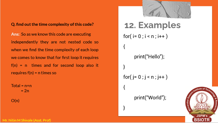DATA STRUCTURES AND ALGORITHMS: Complexity of algorithm: Space ...