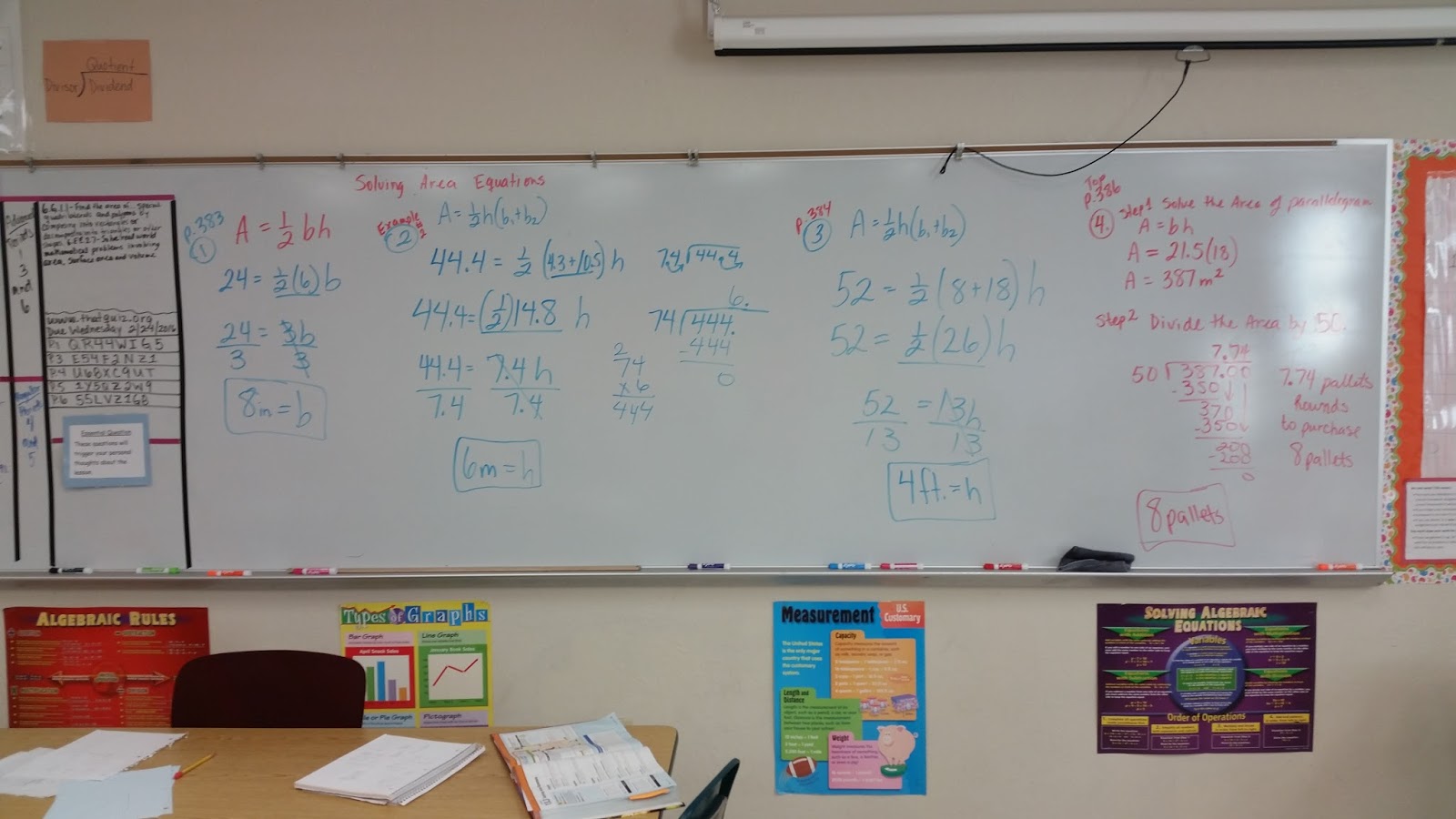 Mrs. Negron 6th Grade Math Class: Lesson 13.3 Solving Area Equations