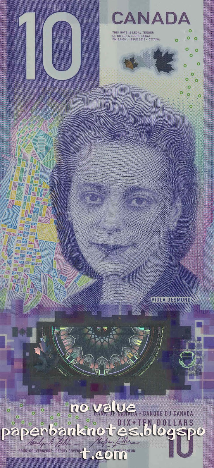 world polymer: Canada - $10 Viola Irene Desmond Polymer Note Dated 2018