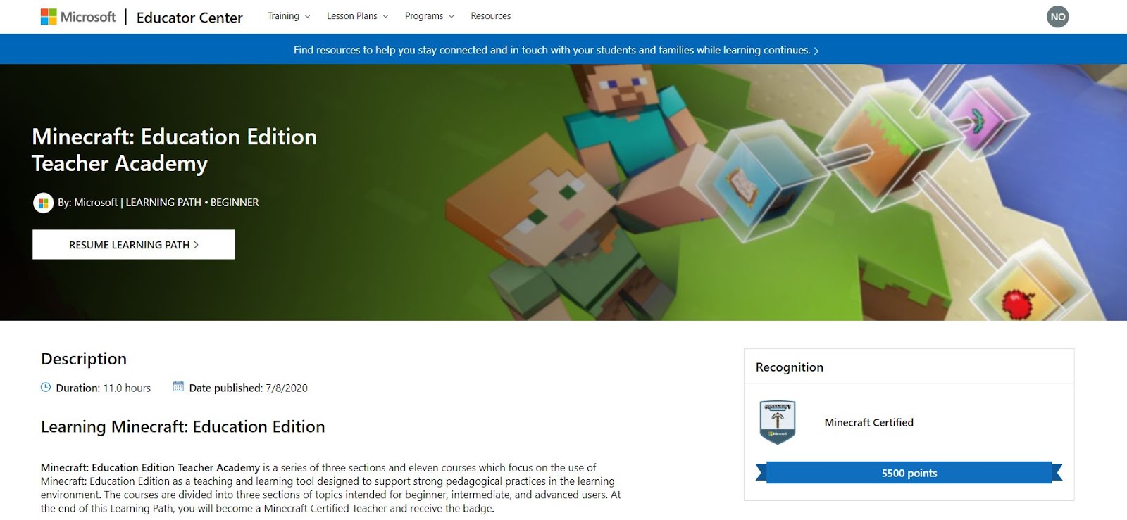 ІнфоХмара: Навчання з Microsoft. Learning Minecraft: Education Edition