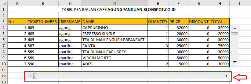 Membuat Gabungan Scrollbar Vertikal Dan Horizontal Vba Macro Excel Agung Tutorial
