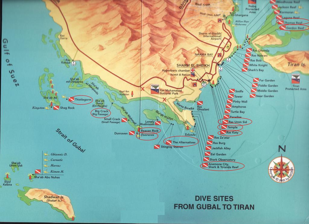 Mar Rojo 2011: El mapa de los puntos de inmersion