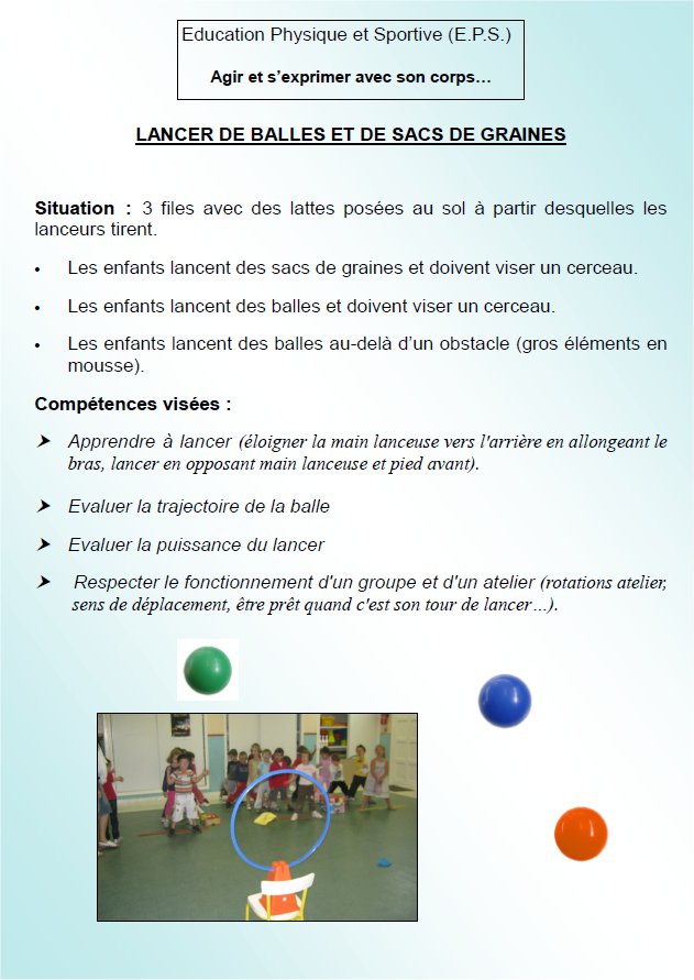 L'école maternelle de Nissan: Séance d'EPS dans la classe de Stéfany ...