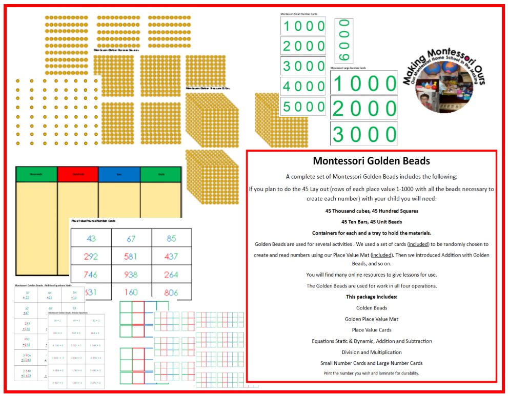 Golden Bead Subtraction, Montessori Math At Home - "Making Montessori Ours"