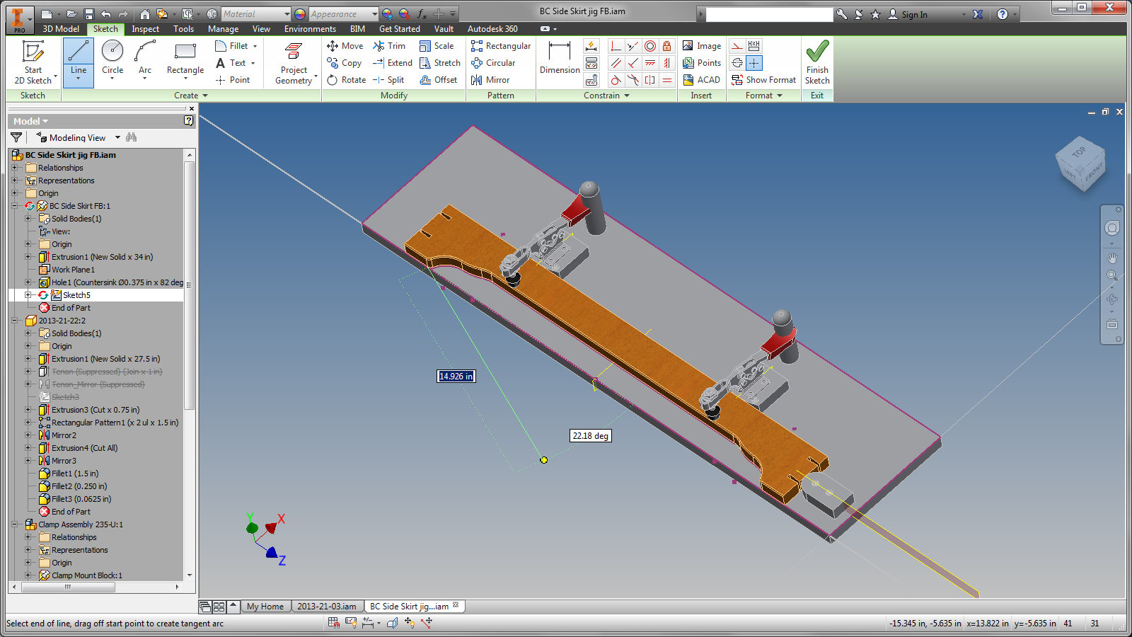 Once the loop is closed, extrude just like any other sketch.
