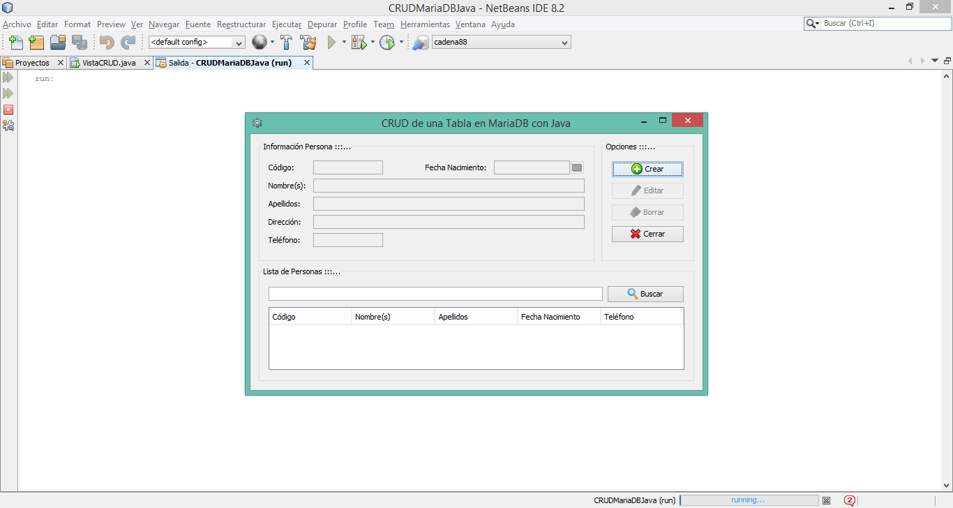 Crud De Una Tabla En Mariadb Con Java