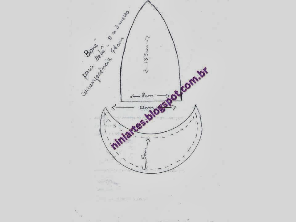 Nini Artes: Molde Boné Infantil Grátis