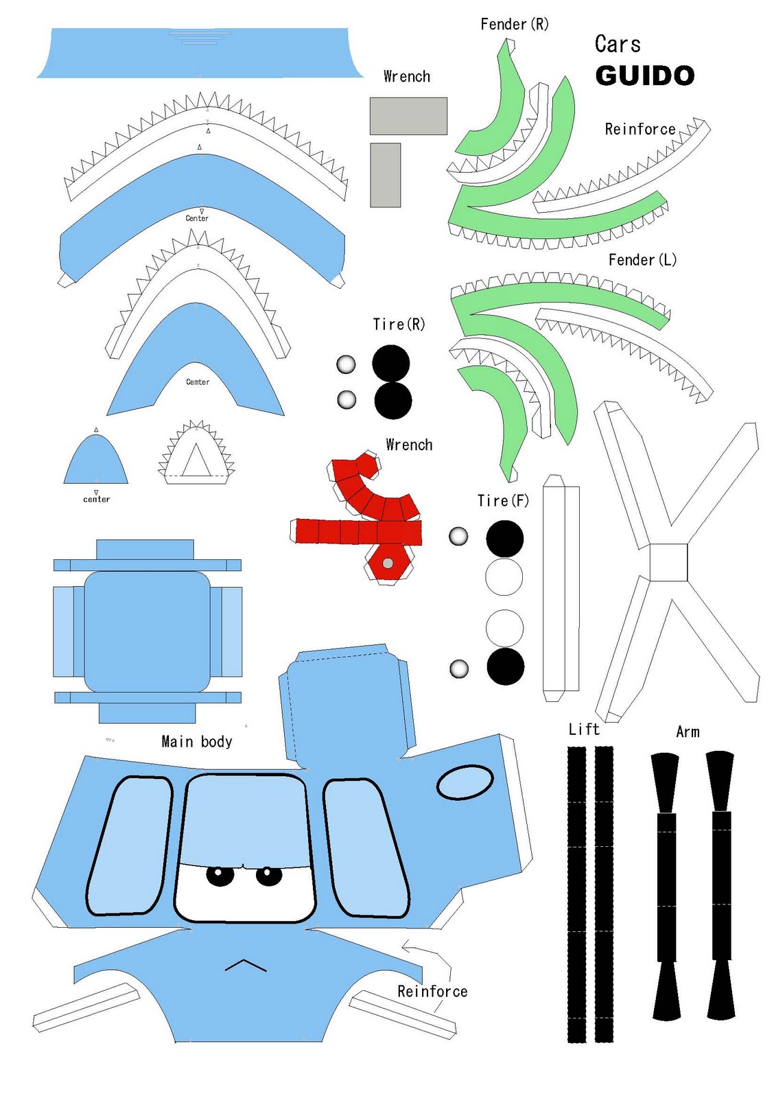 Paper Craft. Guido Disney Pixar Cars :: Cortos Disney Pixar Cars