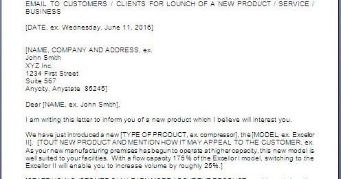 New Product Announcement Letter Format