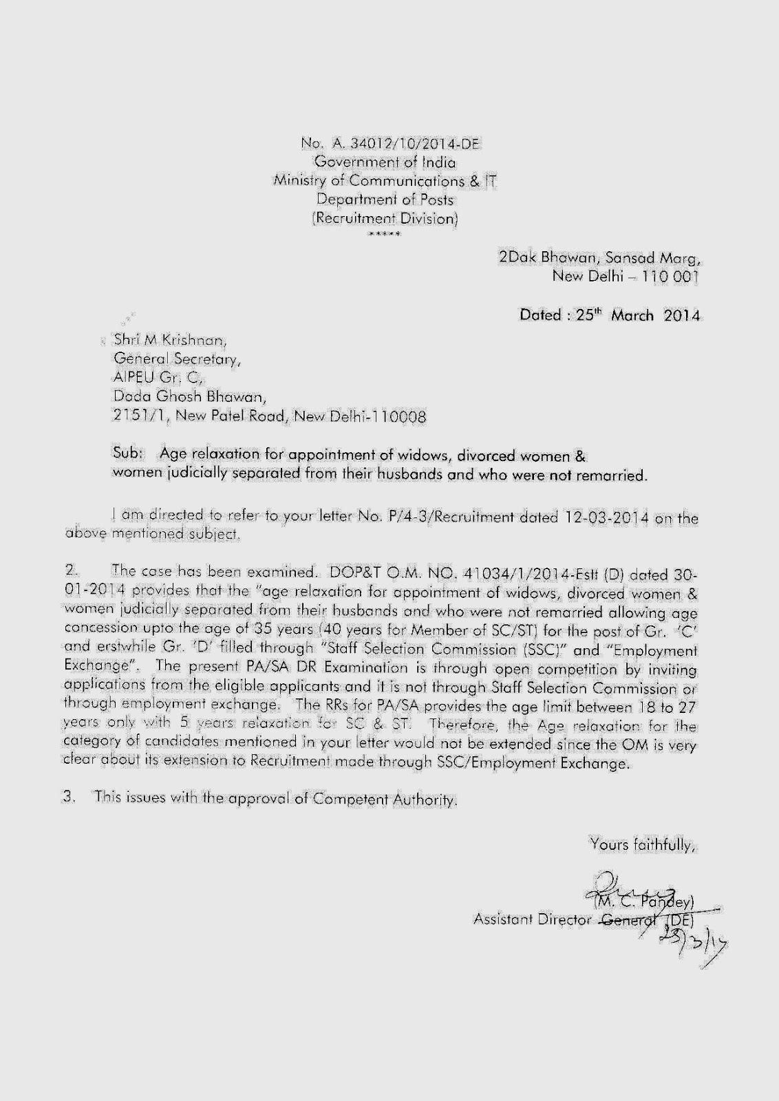 National Federation of Postal Employees: Reply of the Directorate for ...