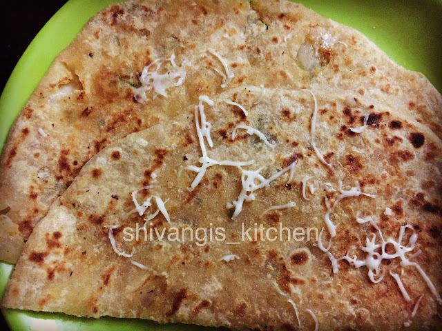 Cheese Onion Aloo Paratha Recipe | How to make Cheese Onion Aloo ...