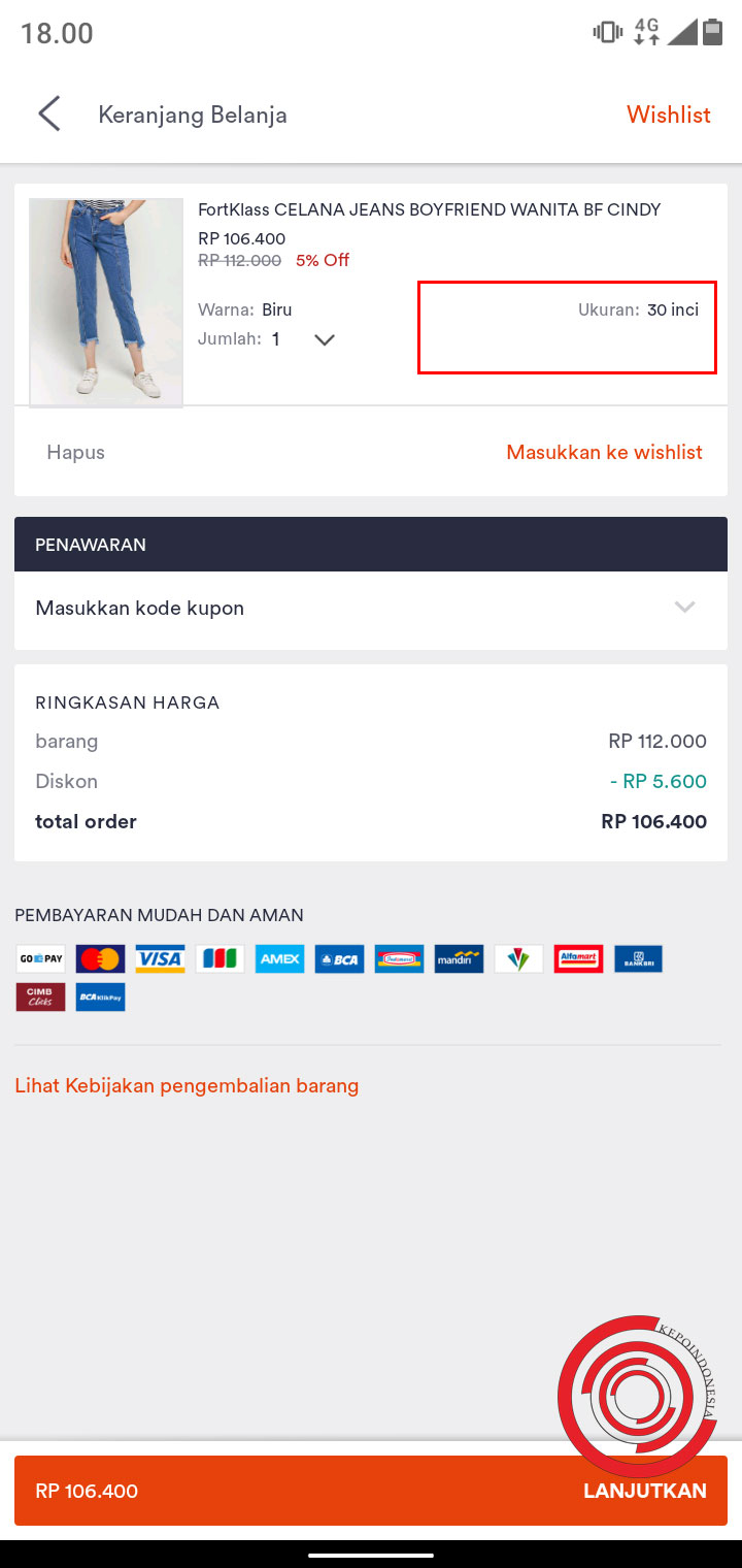 Cara Pilih Ukuran Produk di Zilingo - KEPOINDONESIA